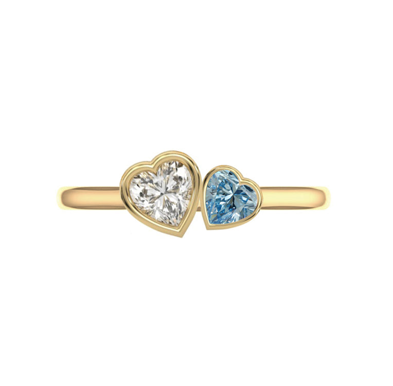 Bezel Heart Blue Diamond Ring | GEMNOMADS