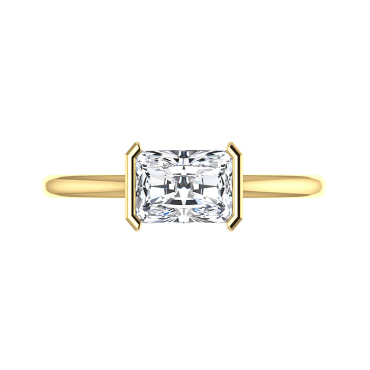 East West Half Bezel Diamond Engagement Ring Setting | GEMNOMADS